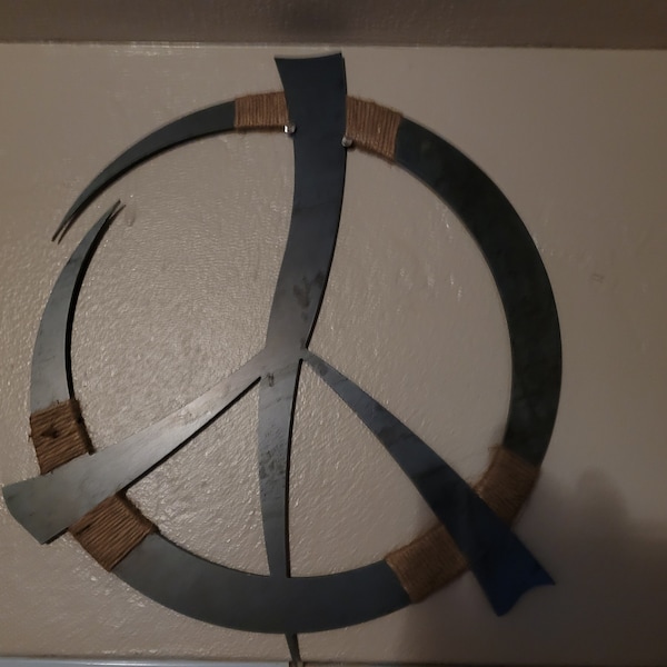 Rustic Metal Peace Sign Wall Decor 13" Custom Recycled Steel Peace Art ...