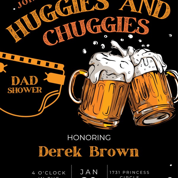 Huggies and Chuggies Invite, Diaper Baby Shower Invitation, Dad Shower ...