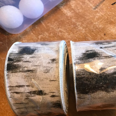 White Birch Ribbon, 10 YDS, 2.5 Inch Wide, Birch Bark Ribbon, Cotton ...