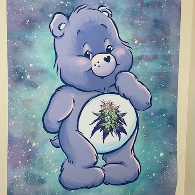 Kush Bear Poster Weed Marijuana Cannabis Art Print 80's 90's Nostalgia ...