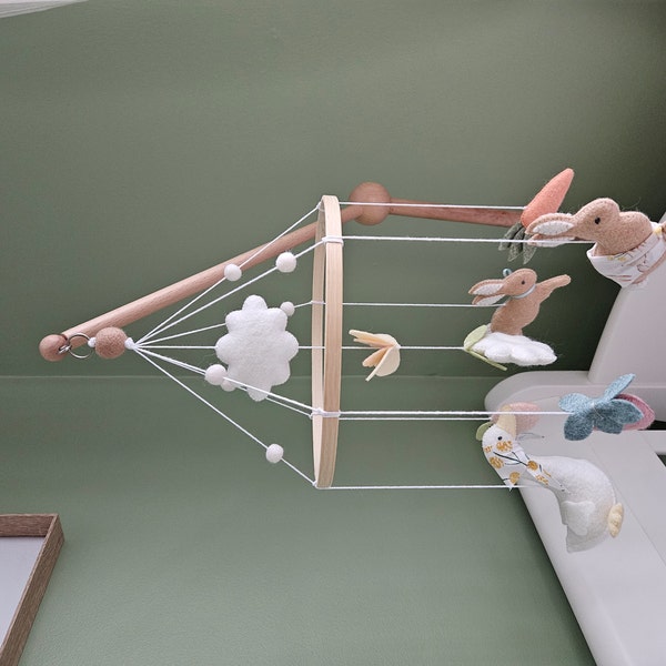 Garden Rabbit Crib Mobile, Garden Rabbit Nursery Mobile, Garden Rabbit ...