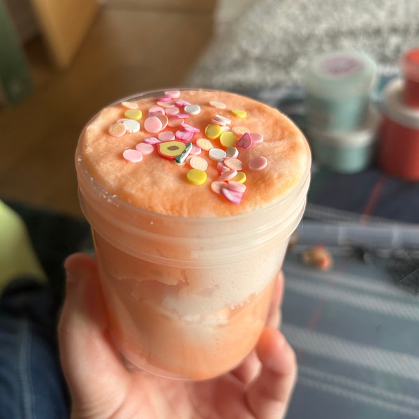 Peach Cream Cloud Slime Fluffy Drizzly Slime Sweet Peach Scented Slime ...