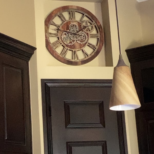 Wall Clock 24 Inches With Real Moving Gears Vintage Brown - Etsy