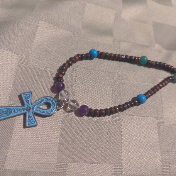 2 Egyptian Ankh Charms 37mm Wholesale Antiqued Bronze Turquoise Patina ...