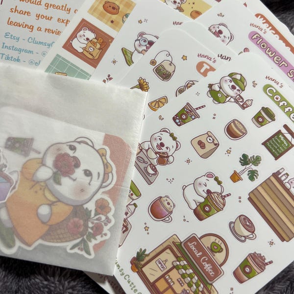 Cute Tea Time Sticker Sheet, Hand Drawn Planner Stickers and Kawaii ...