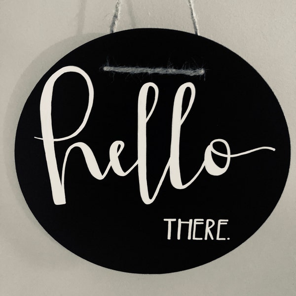 Hello There Door Decor- Welcome Porch Sign- Front Porch Sign- Round ...