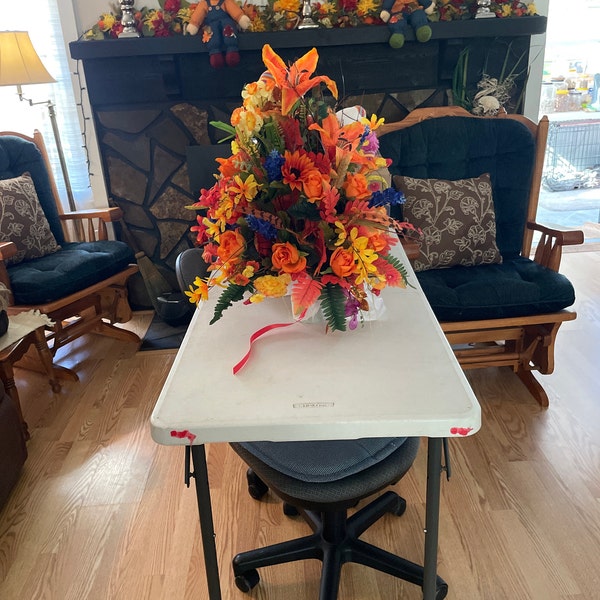 Cemetery Fall Flowers - Fall Flower for Grave - Gravesite Decorations ...