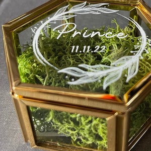 Hexagon Glass Ring Box With Moss Gold or Rose Gold - Etsy