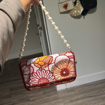 Beaded Clutch Purse, Seed Beaded Crossbody Bag, Party Evening Handbag ...