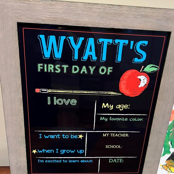 Personalized Back to School Sign, First Day of School Sign, Custom ...