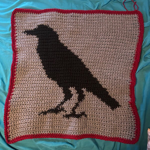Crow Crochet Pillow Pattern, Crow Home Decor, Spooky Crochet Pillow ...