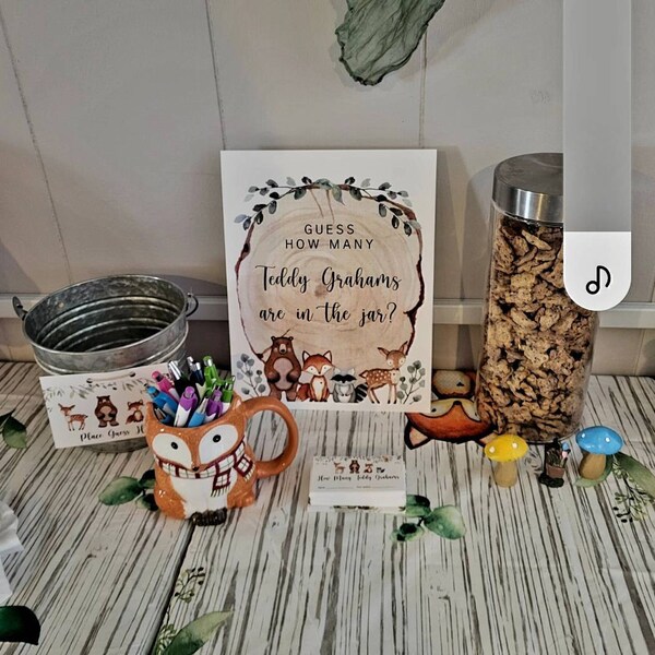 Cards and Gifts Sign Woodland Animals Greenery Woodland Baby Shower ...