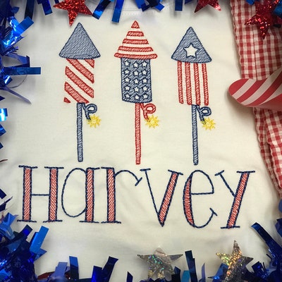 Firecracker Embroidery Design, Sketch Fill, July 4th Embroidery Design ...
