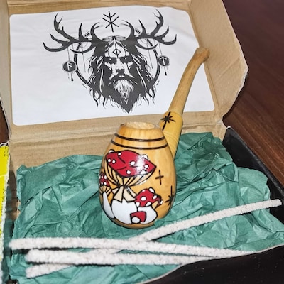 Odin the Wanderer Ansuz Rune Wood Pipe / Wooden Viking Thor Frigga ...