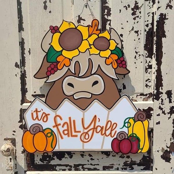 TEMPLATE: Highland Cow Door Hanger Template, Farm Door Hanger Template ...
