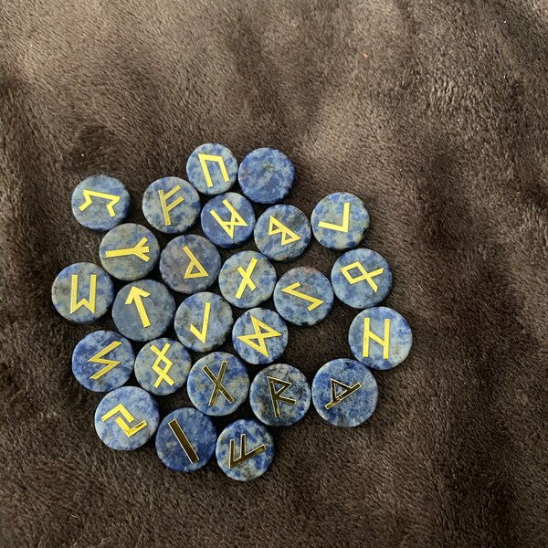 Crystal Rune Stone Set - Elder Futhark Alphabet Engraved 25 Pcs Runes ...