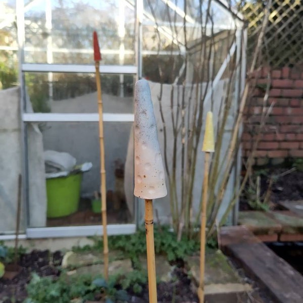 Set of Three Handmade Ceramic Garden Cane Toppers - Etsy UK