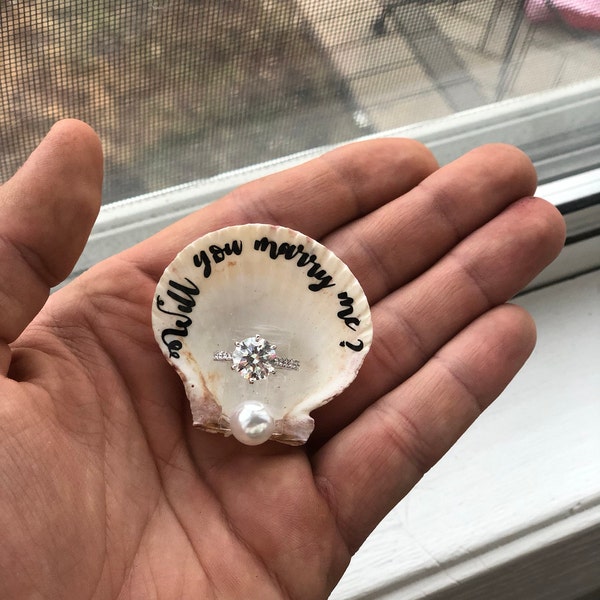 Beach Proposal Ring Holder, Seashell Ring Holder, Proposal Ring Holder ...