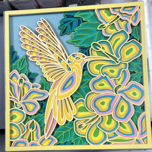 Hummingbird Colibri 3D Mandala Svg Files, Multilayer Panel for Laser ...