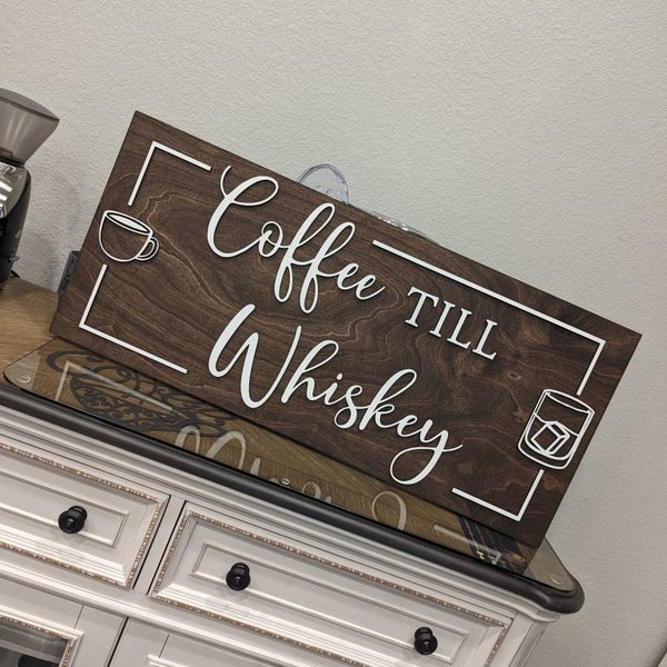 Coffee Till Cocktails Sign, Coffee Bar Sign, Pallet Sign, Custom Wood ...