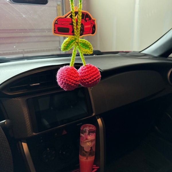 Crochet Cherry Car Charm - Etsy