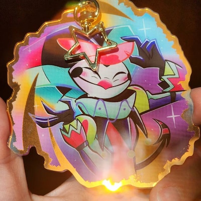 Alastor stayed Gone Hazbin Hotel hollographic Keychain - Etsy