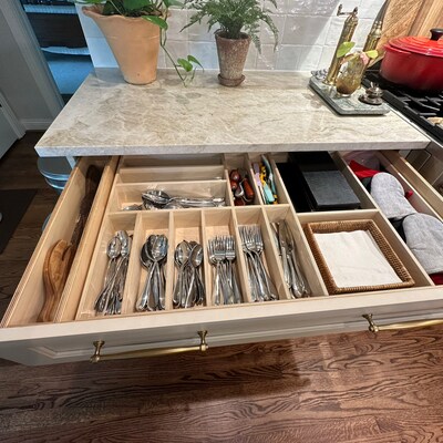 31 to 40 Inch Wide Drawer Insert, Custom Drawer Organizer, Wood Drawer ...