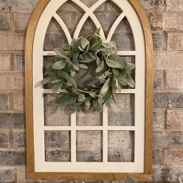Farmhouse Window Wood Cathedral Window Framed Arch Large Cathedral ...