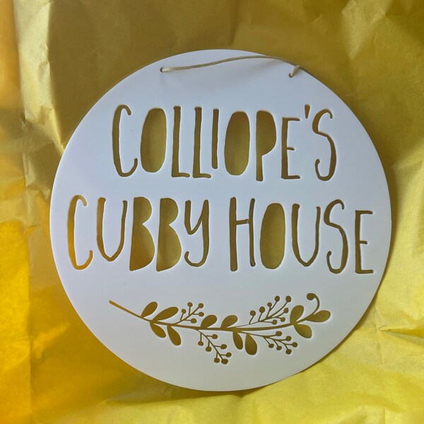 Personalised Cubby House Sign Floral Design-laser Cut-kids Gift-wall ...