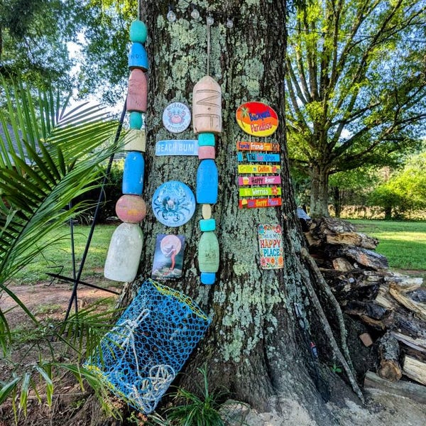 Backyard Paradise Hand Painted Wood Wall Hanger Sign Personalized Tiki ...