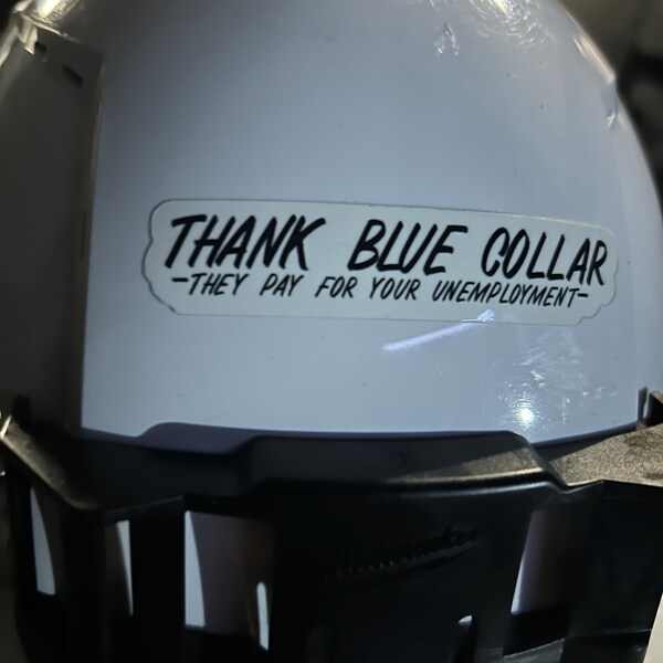 Thank Blue Collar Sticker - Weatherproof Vinyl | LINEMAN Hard Hat ...