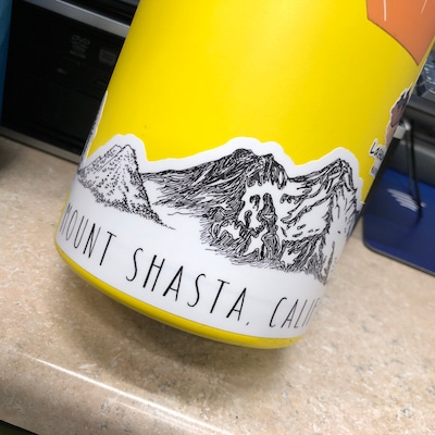 Mt. Shasta Bumper Sticker Mount Shasta Pen & Ink Sticker Premium ...