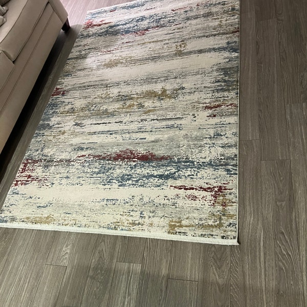 5x7 Black and Blue Turkish Silk Rug - Etsy