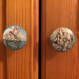 Coastal Sea Life Theme Beach House Handmade Wood Cabinet Knobs - Etsy