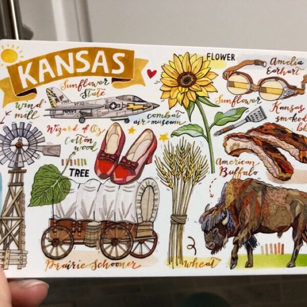 Kansas State Postcard. - Etsy
