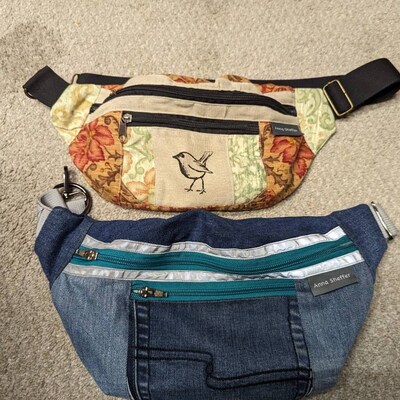 Fanny Pack Made Recycled Denim With Adjustable Belt Strap and Patchwork ...