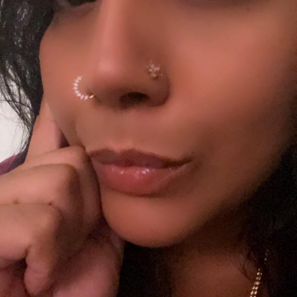 Marquise Nose Ring, Diamond Sterling Silver Gold Plated Nose Ring, 20 Gauge Nose Piercing, 8mm ...