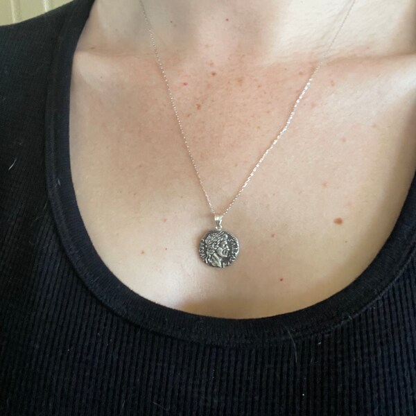 Jesus Christ Oxidized Silver Coin Pendant, Byzantine Style Vintage ...