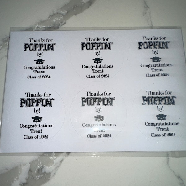 Thanks for Poppin' by Baby Shower Favor Popcorn Bag Sticker Ribbon ...