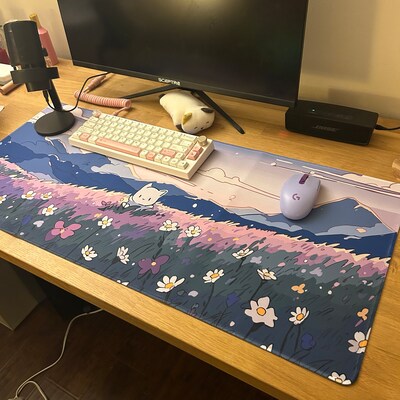 Kawaii Green Desk Mat Cartoon Animal Mouse Pad Anime Forest Desk Mat ...