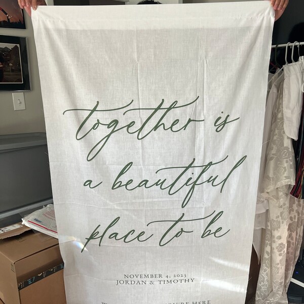 Wedding Fabric Welcome Sign, Modern Wedding Welcome Sign, Fabric Sign ...