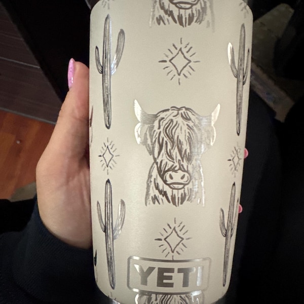 Highland Cow Yeti Tumbler, Western Cow Print Gift, Engraved 20oz ...