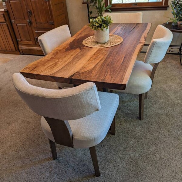 Live Edge Dining Table, Walnut Dining Table, Kitchen Dining Table, Walnut Table, Conference ...