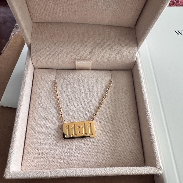 Gold Angel Number 11:11 Necklace | 18k Gold 1111 Angel Number Pendant ...