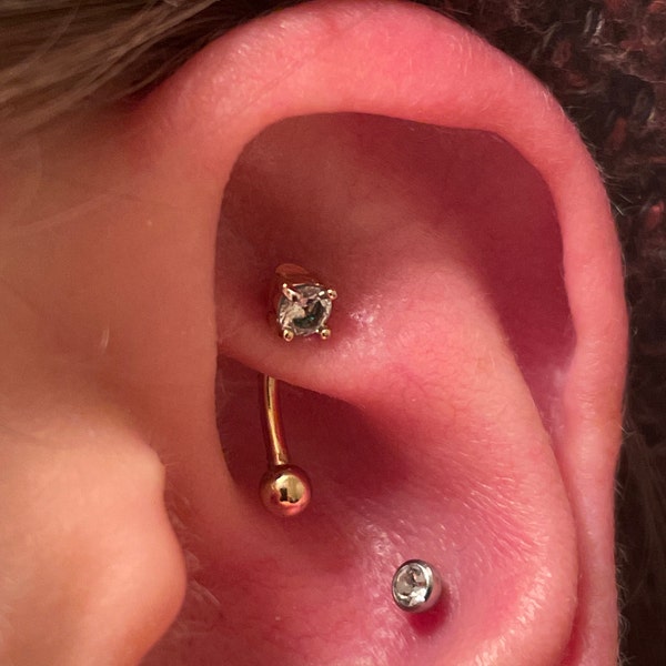 Golden Rook Piercing Surgical Steel Curved Barbel Cz..16g..8mme08g - Etsy
