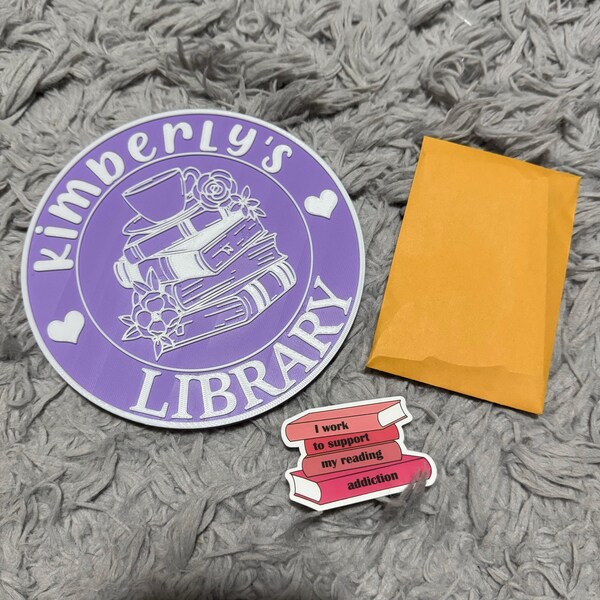 Library Street Sign Bookshelf Sign Personalized Laser Engraved Bookish ...