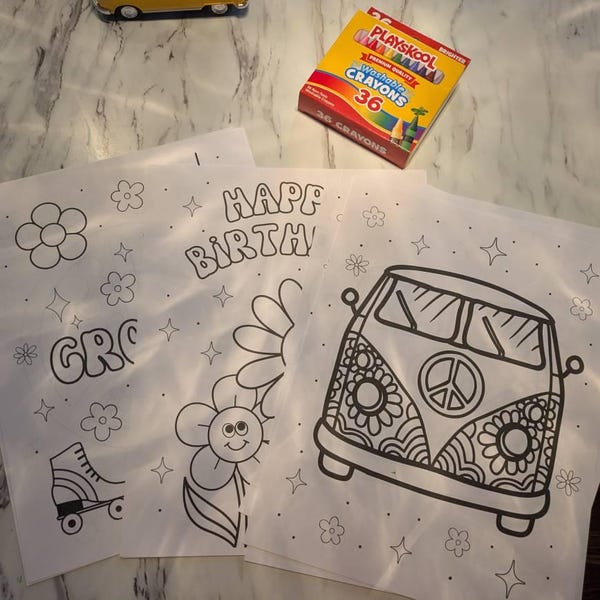 2nd Birthday - Two Groovy Birthday Coloring Pages - Etsy