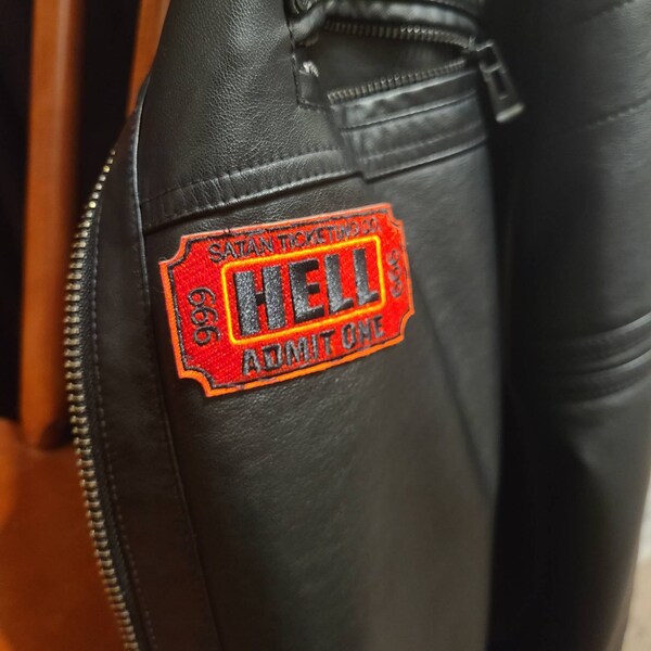 Ticket to Hell Admit One Iron on Embroidered Patches for Denim Jackets ...
