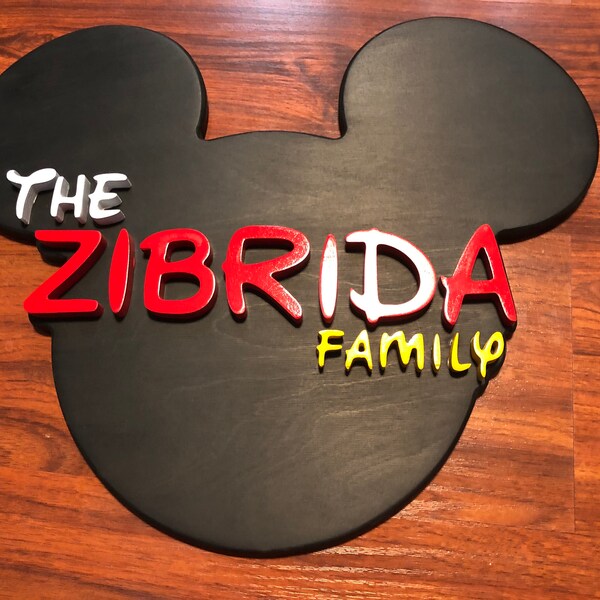 Disney Mickey Mouse Personalized Family Name Sign - Etsy