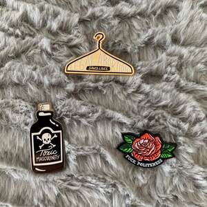 Toxic Masculinity Poison Pin Hard Enamel Lapel Pins 1.5 Black White ...